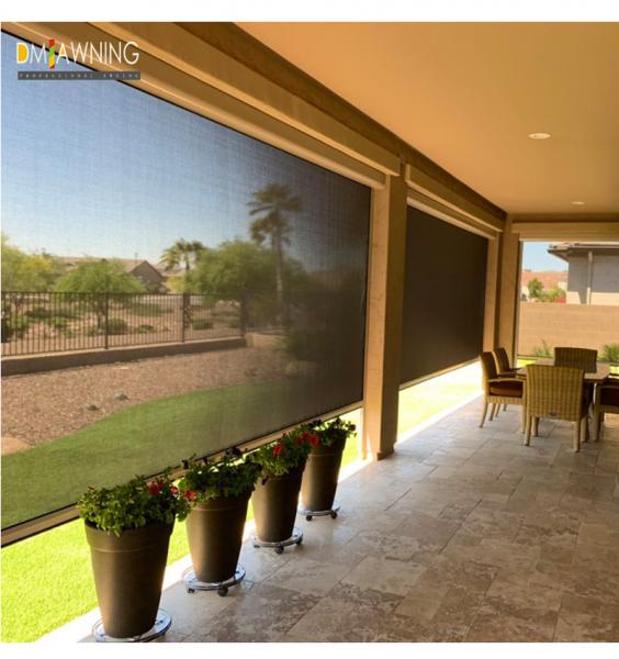 Aluminum Vertical Outdoor Sunscreen Roller Shades Room Zipper Track Shades