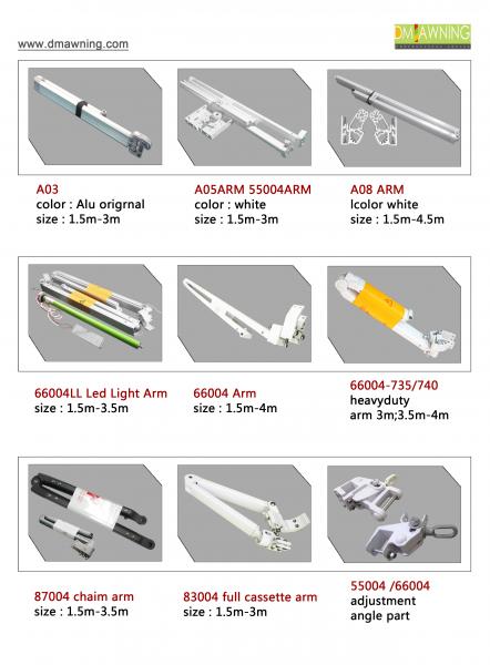 Aluminium retractable arms for awnings, awning conponents, awning ...