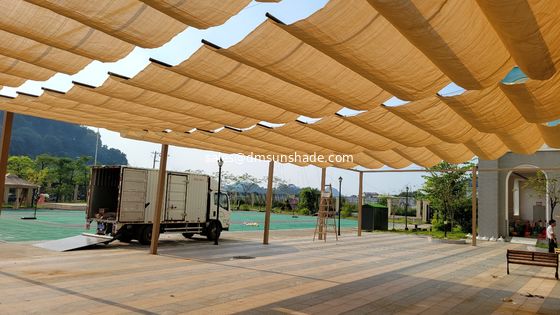 Wave Roof retractable shade pergola Ceiling Awning Shade Fabric ...