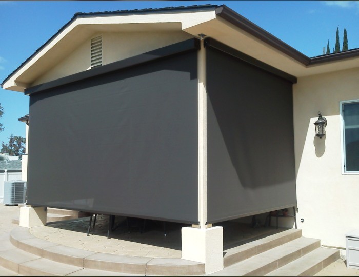 Outdoor Sunshade Motorized Smart Zip Track Blinds / Roller Zip Track ...